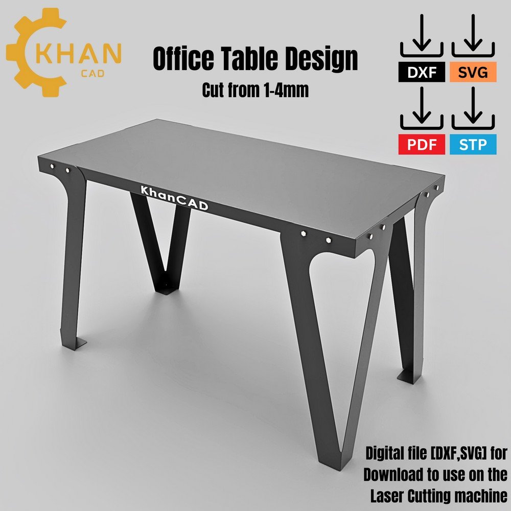 Modern Metal Computer Table – KhanCAD