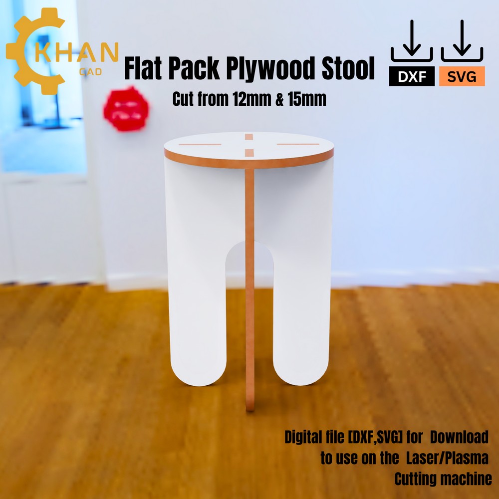 Flat Pack Plywood Stool – KhanCAD
